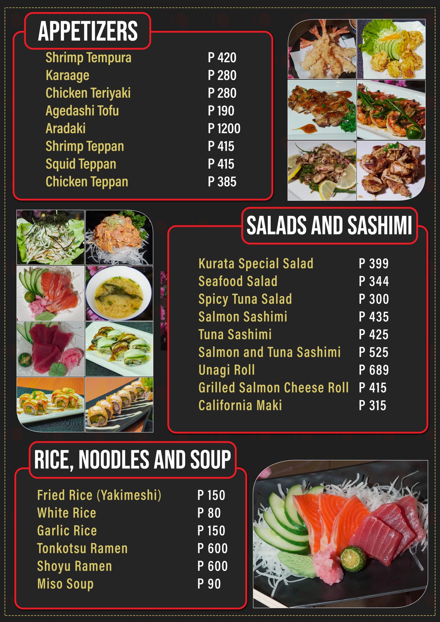 Steak House Kurata Menu Printed – Steak House Kurata